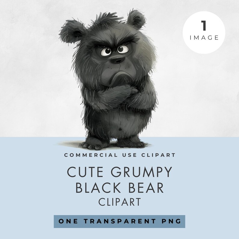 Grumpy Bear Clipart, SINGLE IMAGE, Commercial Use, Transparent PNG ...