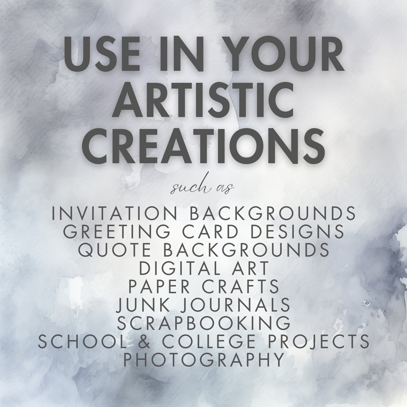 Watercolor Texture Digital Papers, Soft Gray Grey Silver Wash ...