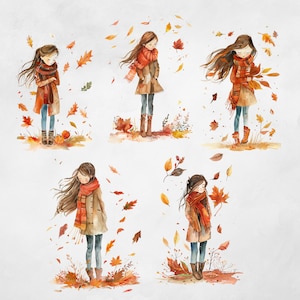 Whimsical Girls, 10 IMAGES, Commercial Use, Transparent PNG, Autumn ...