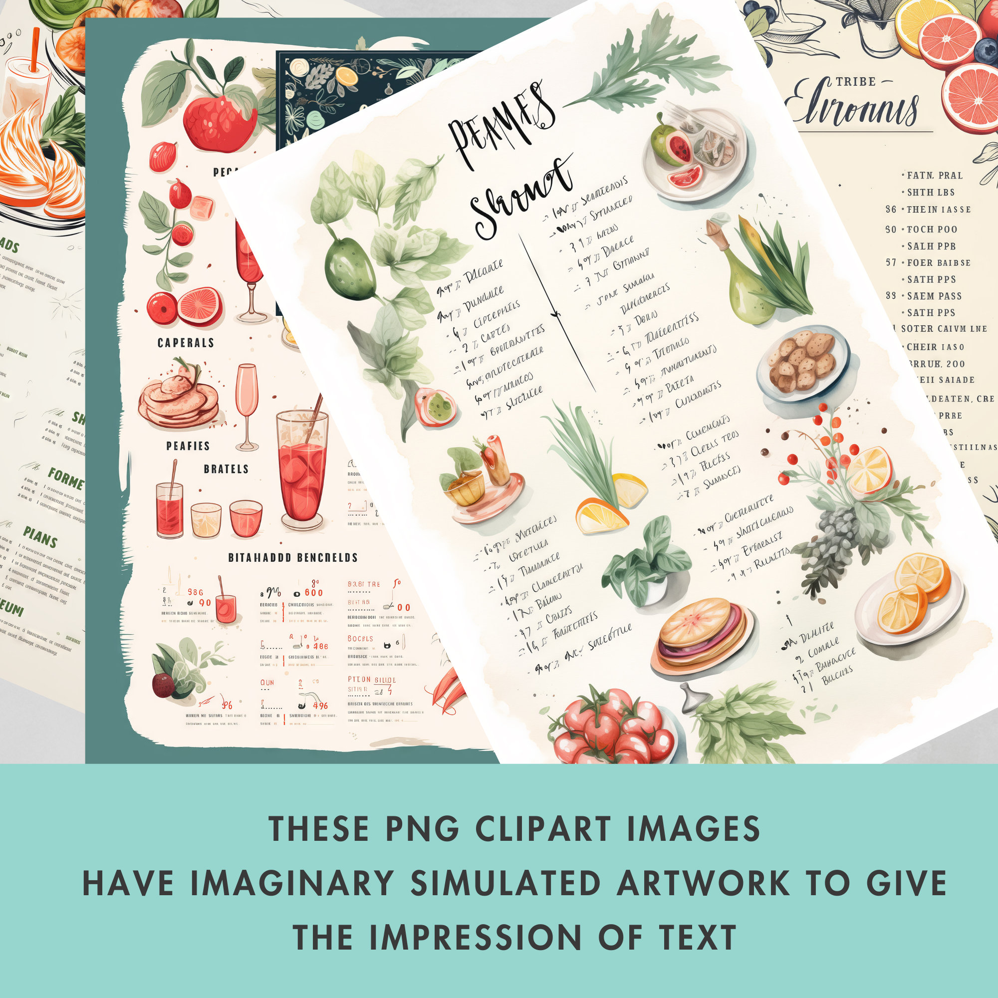 Illustrations of Menus Clipart, 8 IMAGES, Commercial License ...