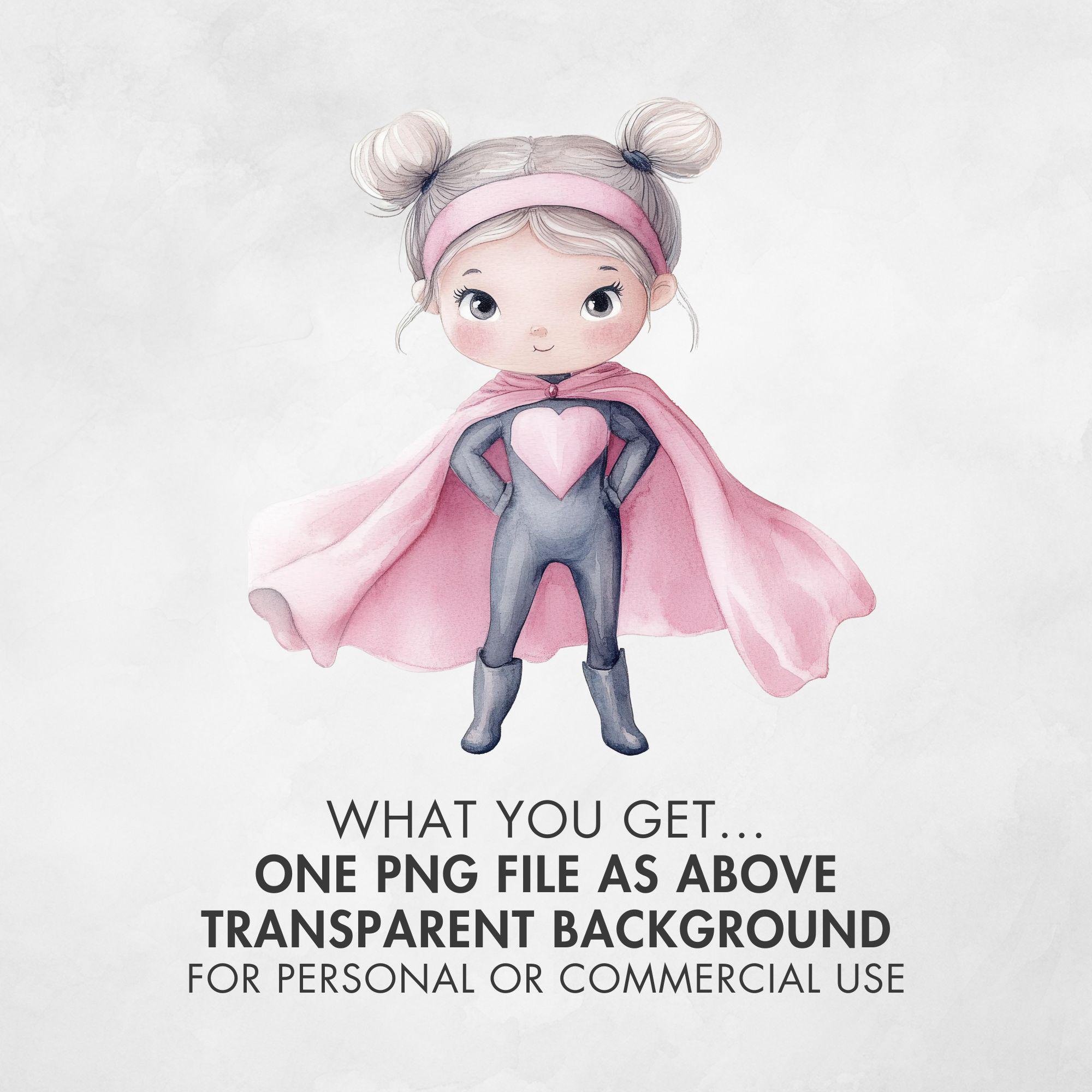 Girl Superhero Clipart, SINGLE IMAGE, Commercial Use, Transparent PNG ...