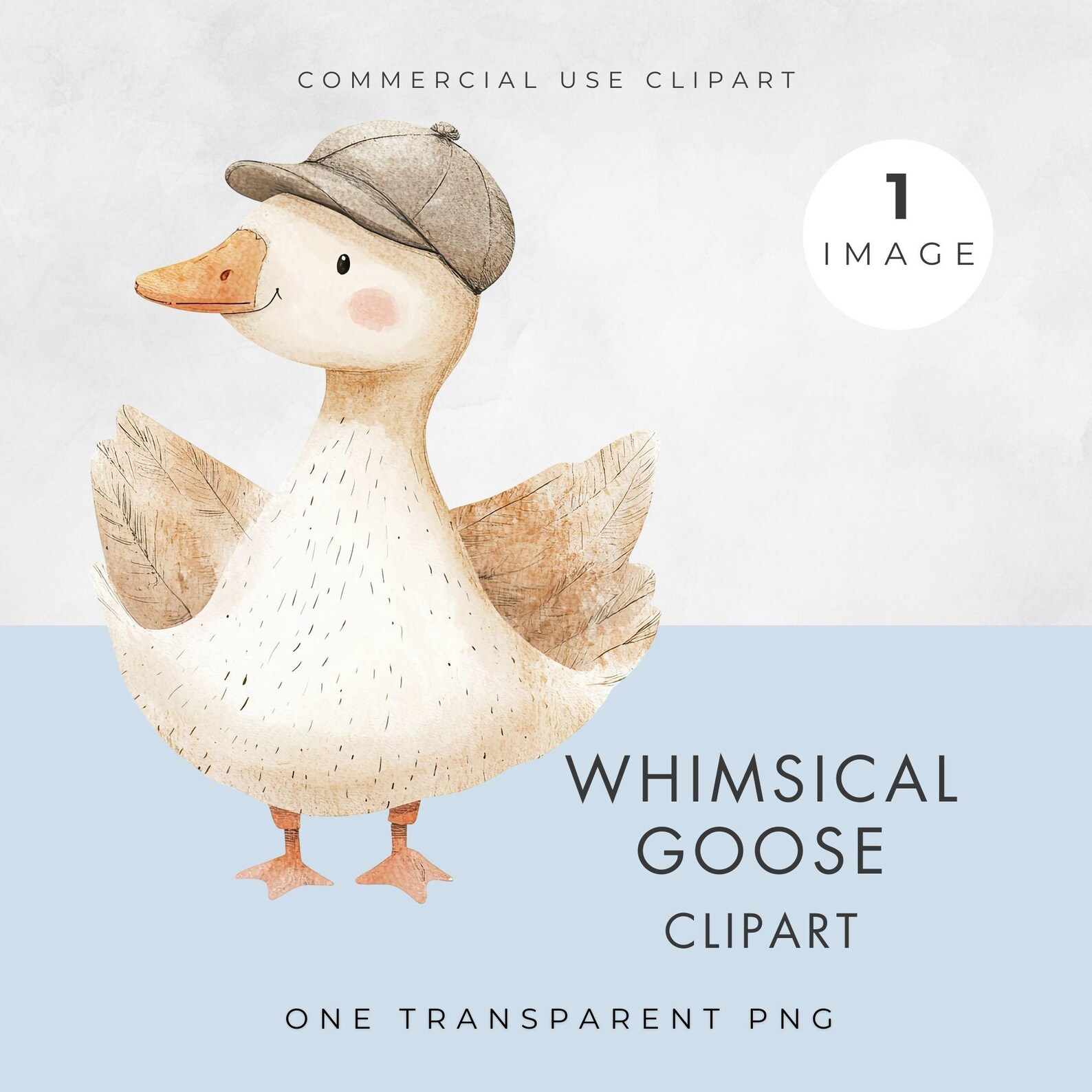 One Silly Goose Clipart, SINGLE IMAGE, Commercial License, Transparent ...