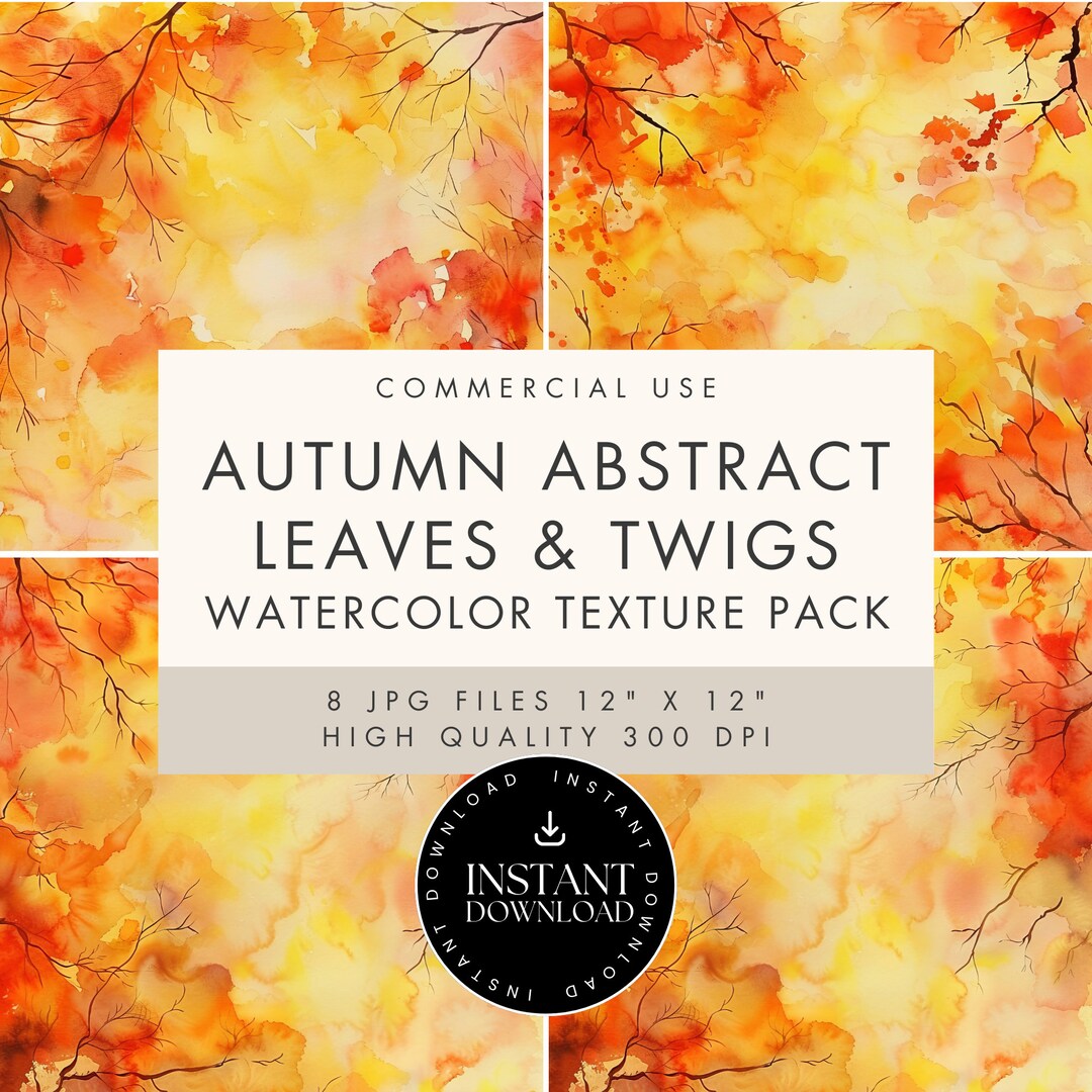 Watercolor Autumn Leaves Digital Paper: Abstract Fall Backgrounds (JPG ...