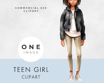Teen Girl Clipart, SINGLE IMAGE, Commercial Use License, Transparent ...