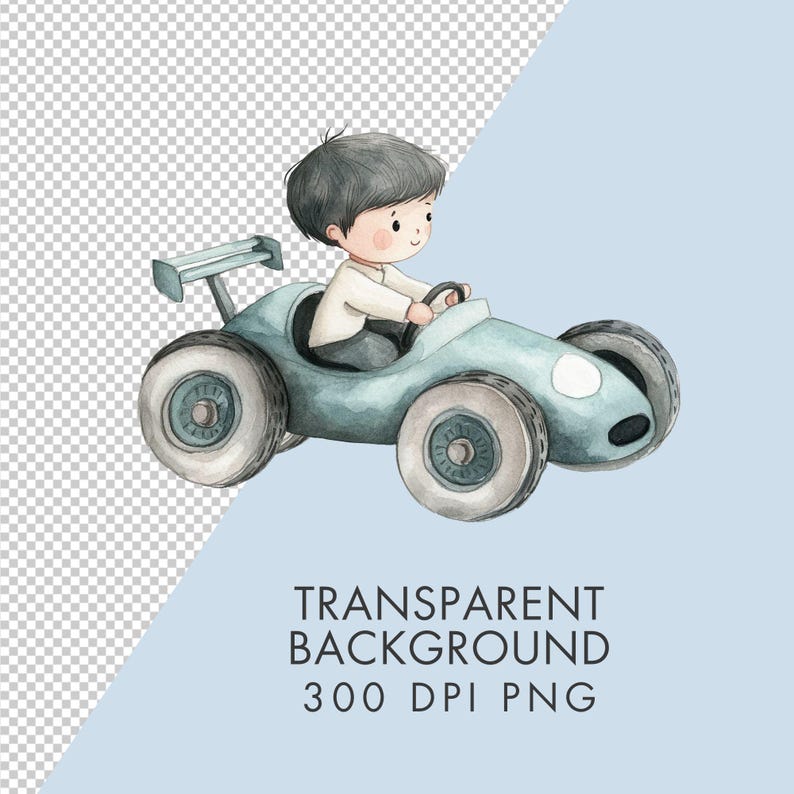Boy Racing Driver Clipart, SINGLE IMAGE, Commercial Use, Transparent ...