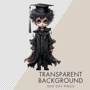 Quirky Gothic Boy Grad Clipart, Whimsical Character, 3 IMAGES ...