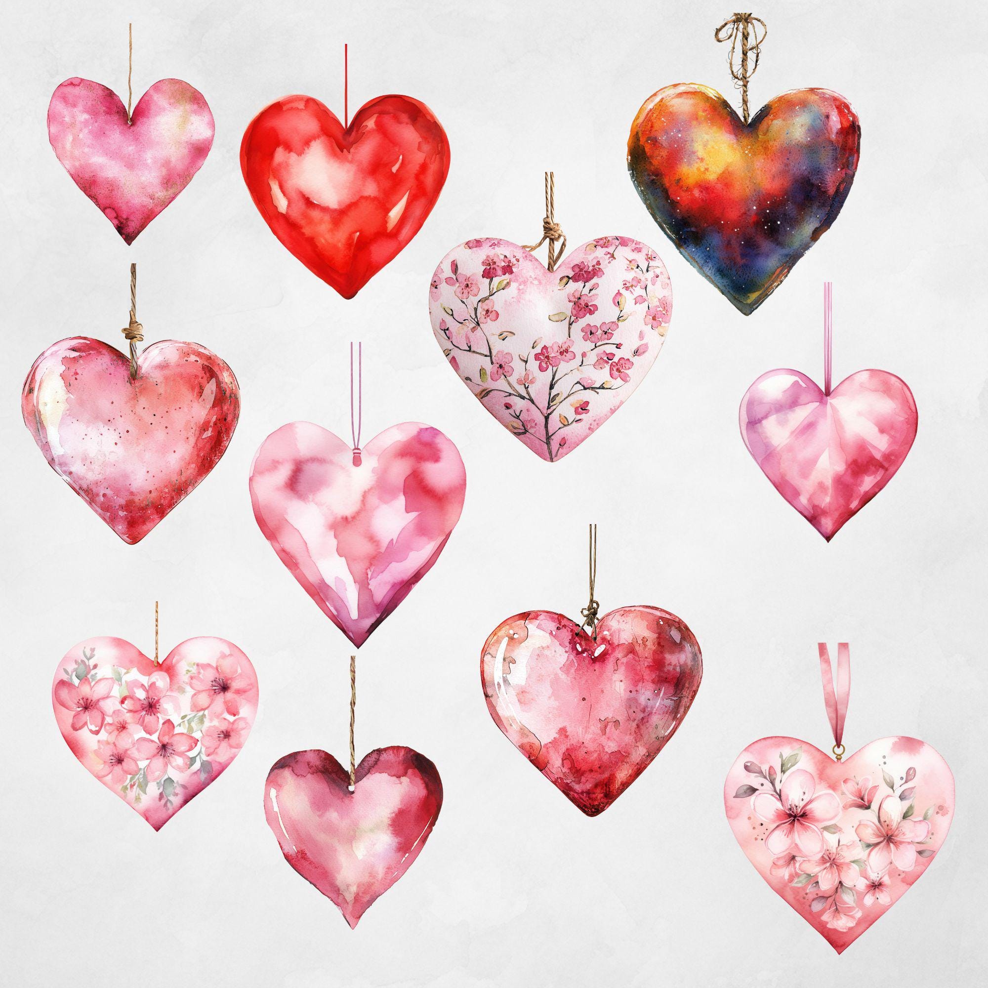 Hanging Hearts Clipart, 8 Images, Commercial Use, Transparent Pngs ...
