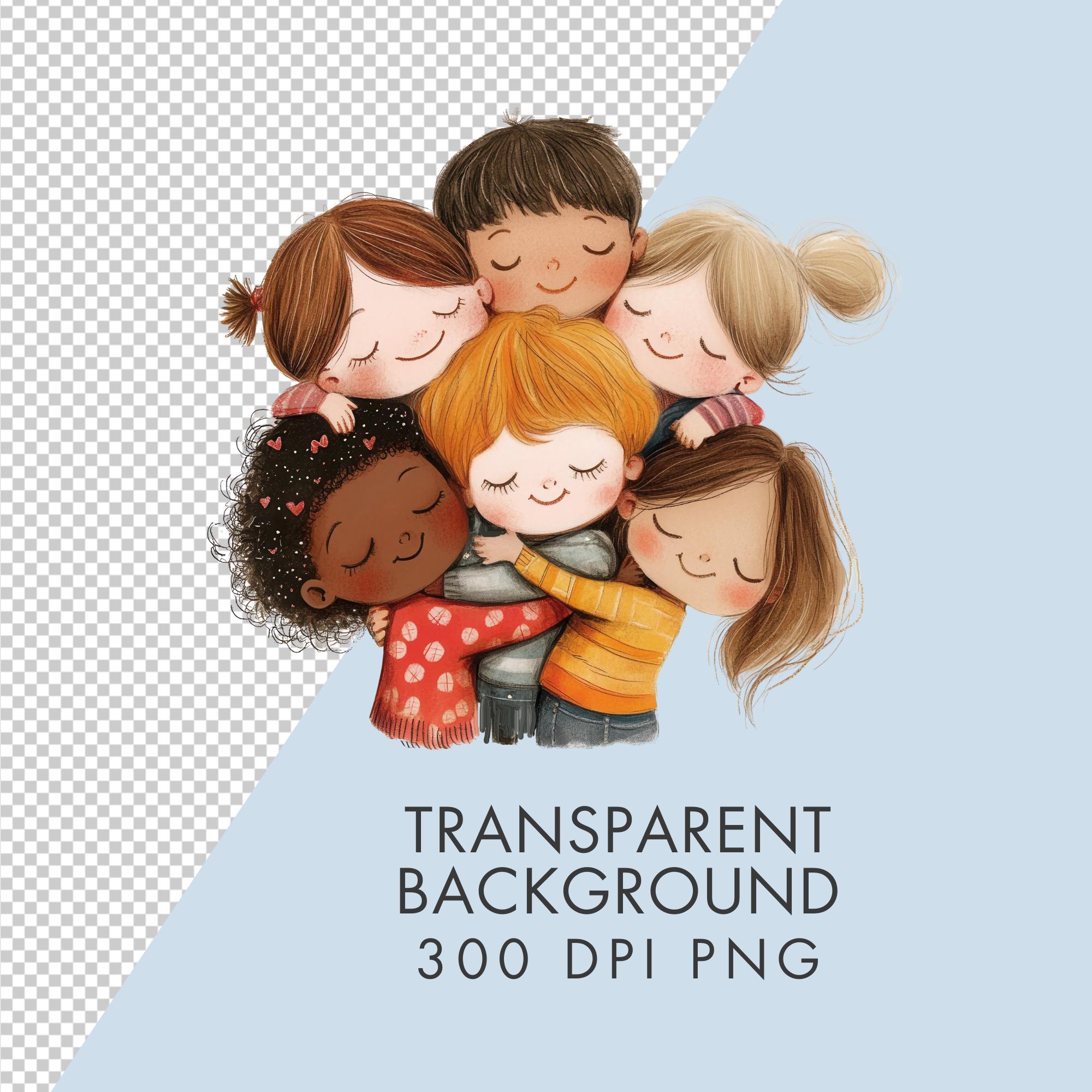 Kids Hugging Kids Clipart, SINGLE IMAGE, Commercial License ...