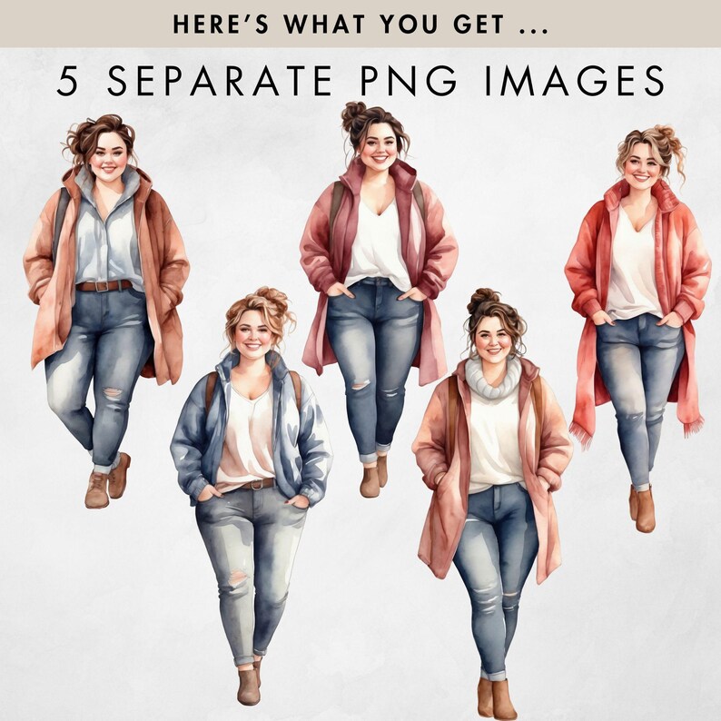 Winter Teen Girls Clipart, Commercial Use, Transparent PNG, Watercolor ...