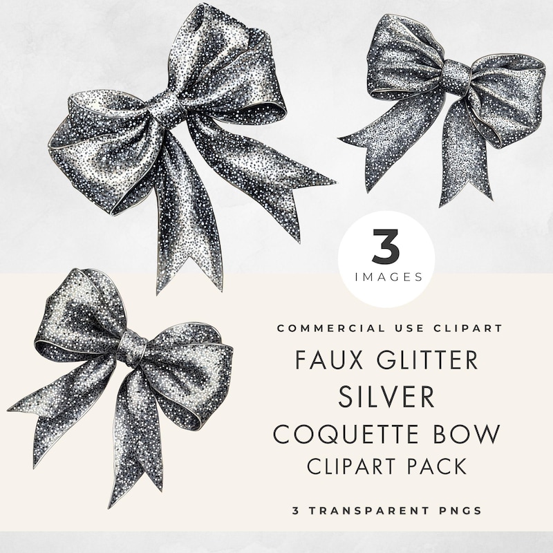 Silver Sparkle Bows Png - Etsy