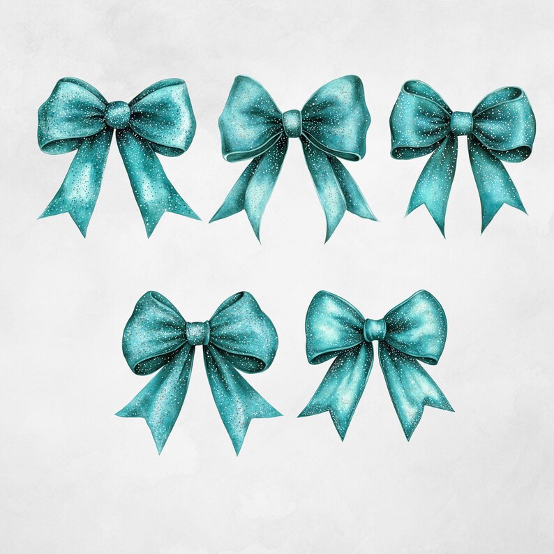 Teal Bow Clipart, Commercial Use, Transparent Pngs, Sparkly Faux ...