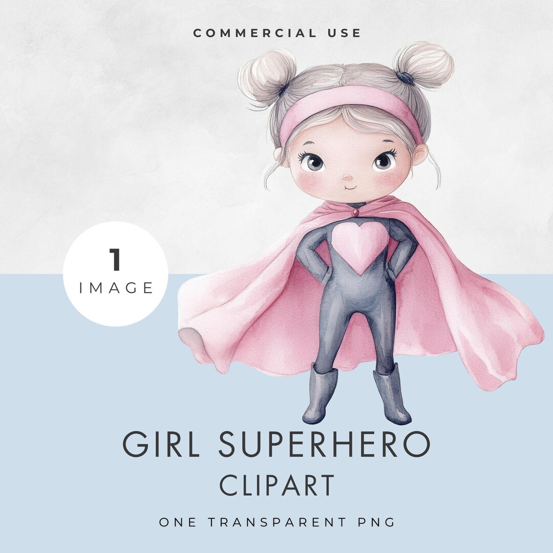 Girl Superhero Clipart, SINGLE IMAGE, Commercial Use, Transparent PNG ...