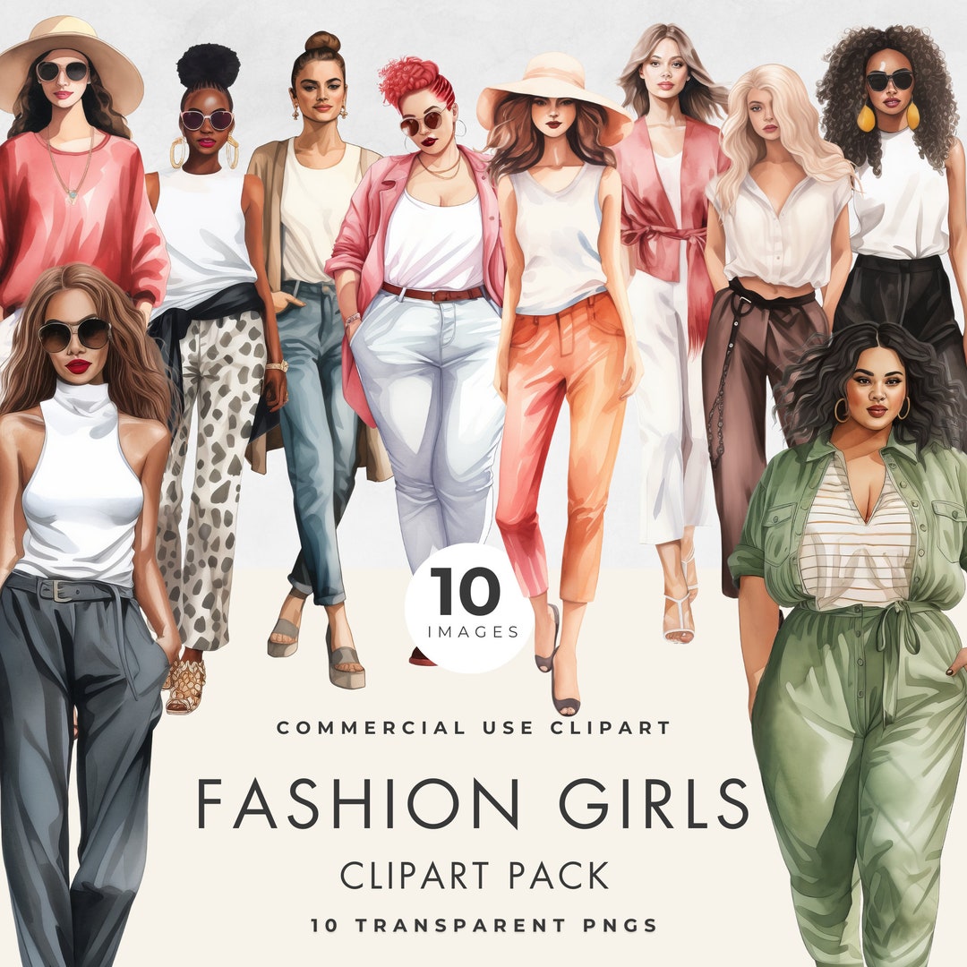 Fashion Models Clipart, 10 IMAGES, Commercial License, Transparent PNG ...