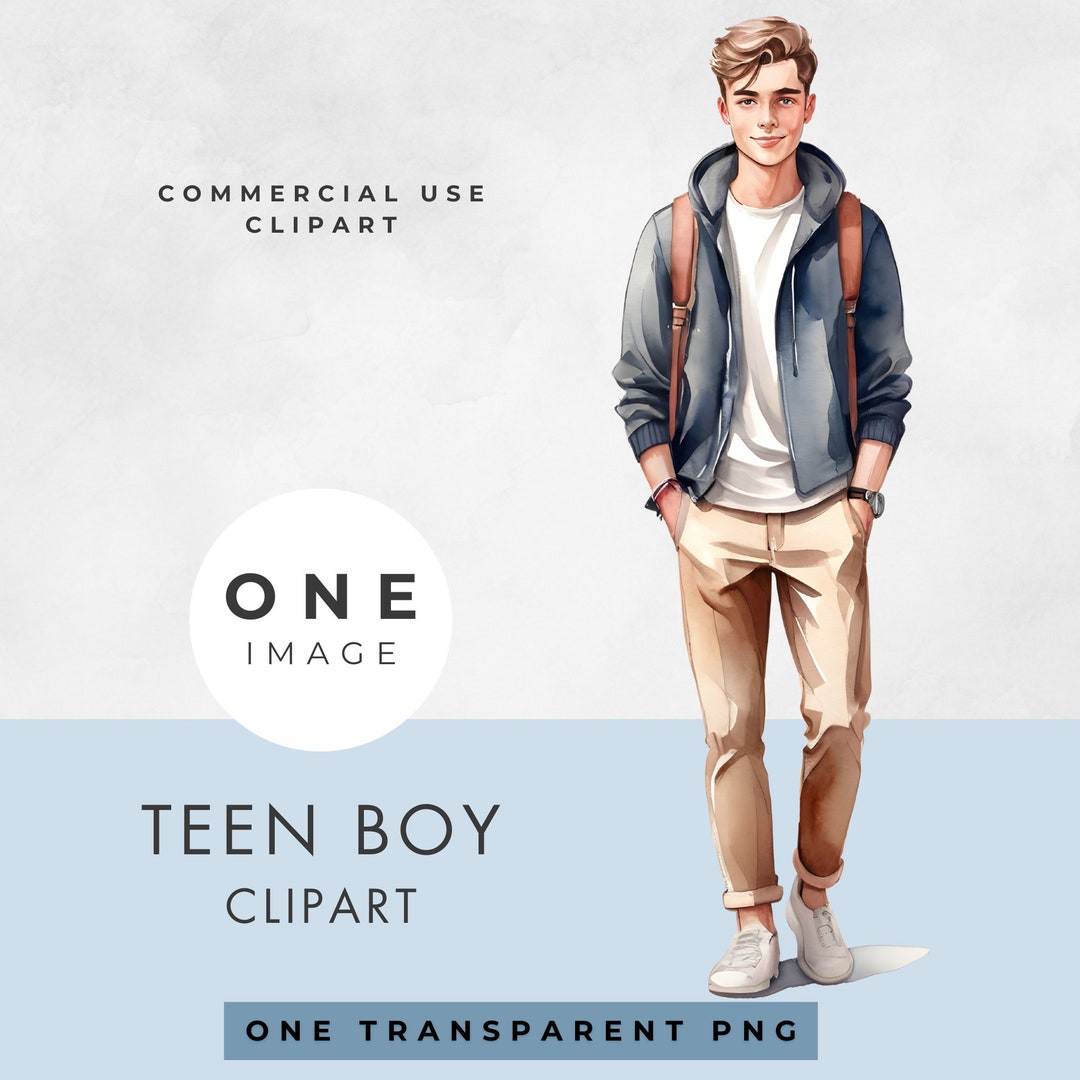 Teenage Boy Clipart, SINGLE IMAGE, Commercial Use License, Transparent ...