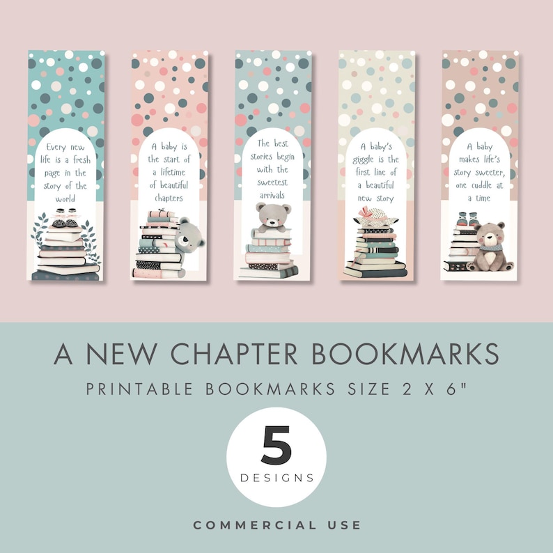 New Chapter Theme Baby Shower Printable Bookmark, Baby Quote, Party ...