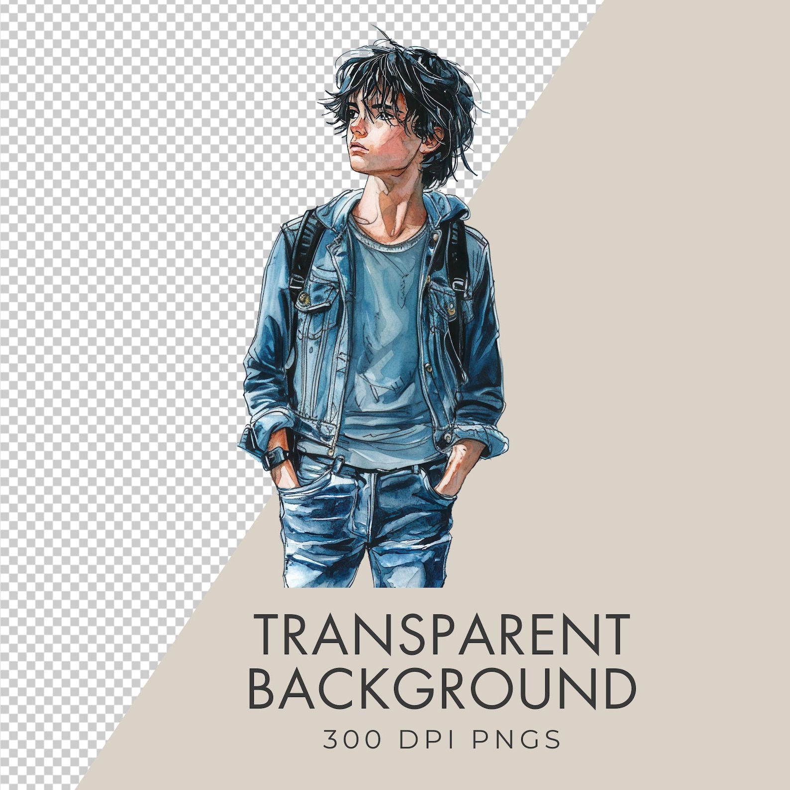 Teen Boy Clipart Set, Trendy Young Man in Various Poses, Commercial Use ...