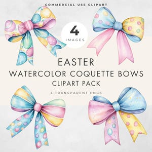 Easter Coquette Bow Clipart, Commercial Use, Transparent PNG, Spring ...