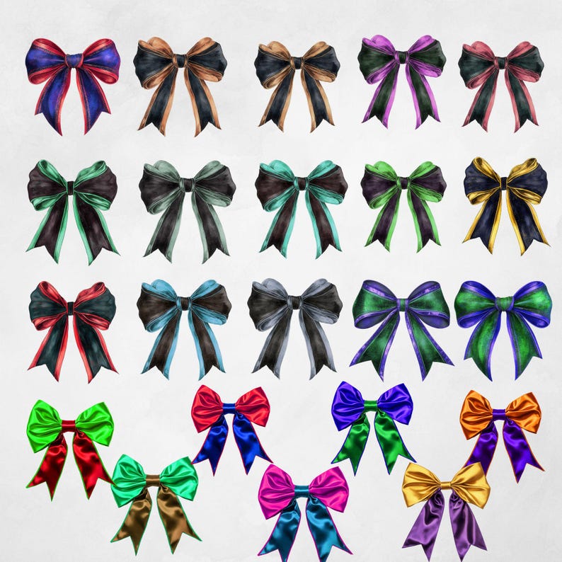 Coquette Aesthetic Clipart Bundle: Bow Collection in Lots of Colors ...