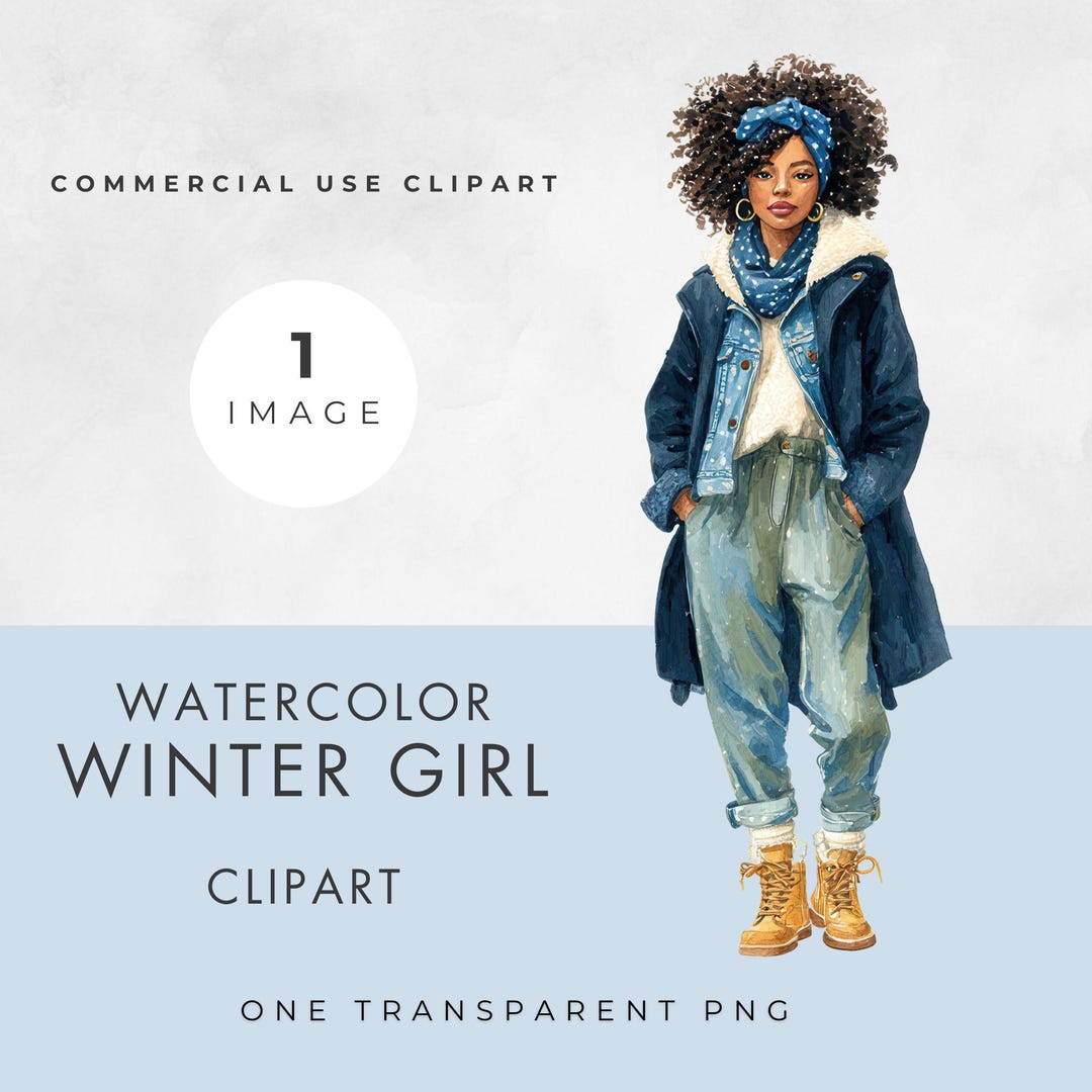 Winter Girl Clipart, SINGLE IMAGE, Commercial Use License, Transparent ...
