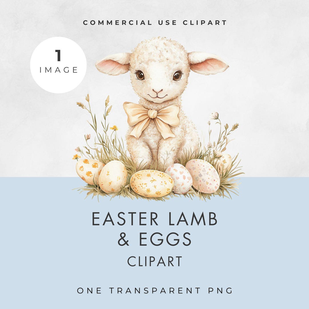 Easter Lamb Clipart, SINGLE IMAGE, Commercial Use, Transparent PNG ...