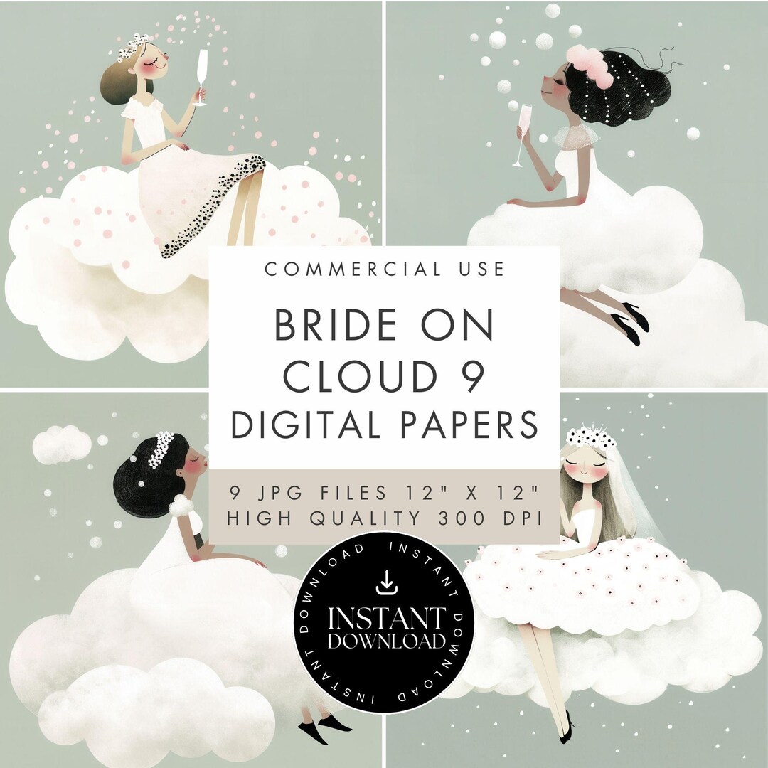 Whimsical Bride Digital Papers: Bridal Shower Backgrounds (JPG Instant ...
