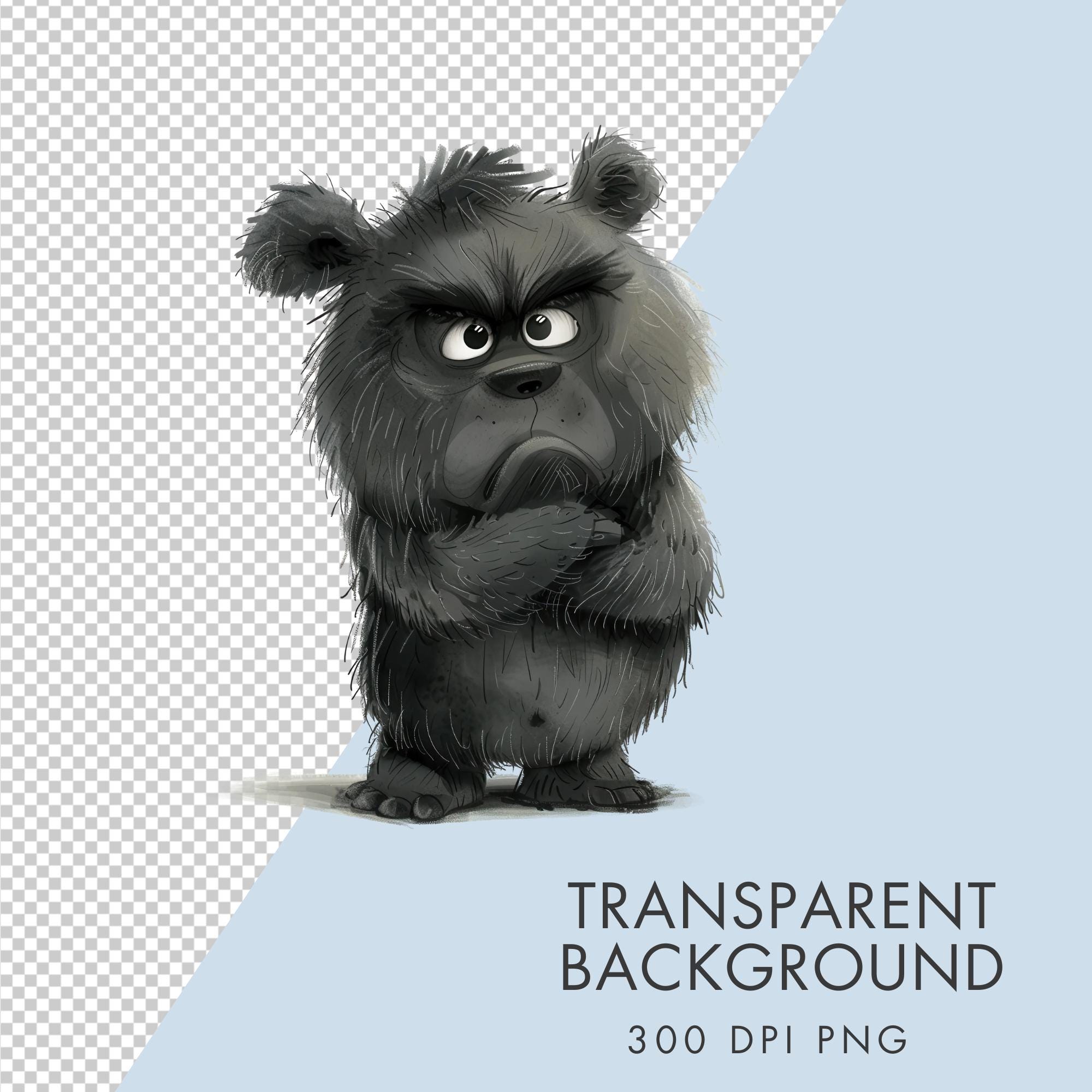 Grumpy Bear Clipart, SINGLE IMAGE, Commercial Use, Transparent PNG ...