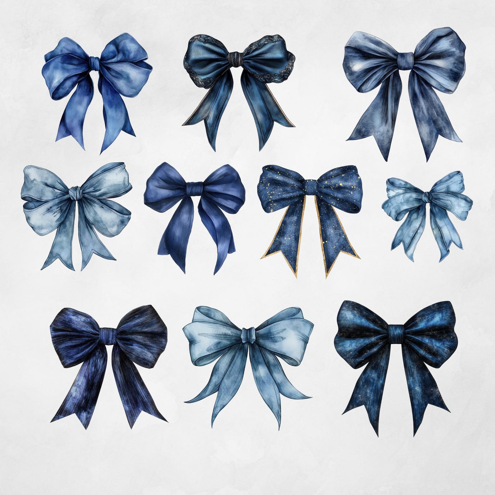 Blue Coquette Bow Clipart, 10 Images, Commercial Use, Transparent Pngs ...