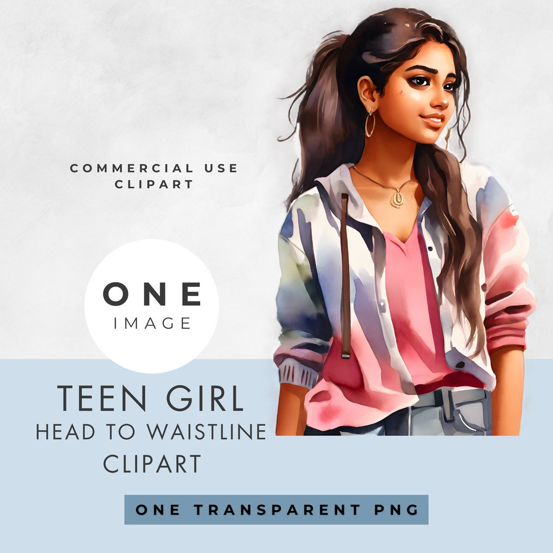 Teen Girl Clipart, SINGLE IMAGE, Commercial Use License, Transparent ...