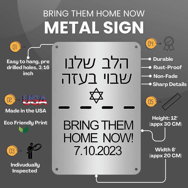 Bring Them Home Now Metal Sign for Wall, Desk, Entry our Heart is ...