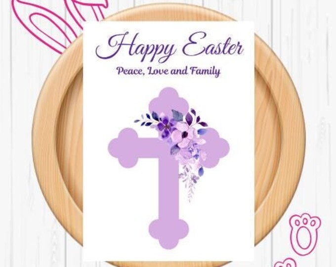 Easter Blessings Greeting Card Christian Card Happy Easter Card Cross ...