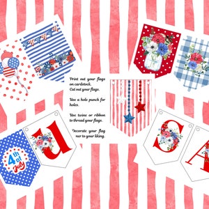 4th of July Banner, Red, White and Blue Flags, Flag Bunting, Decoration ...