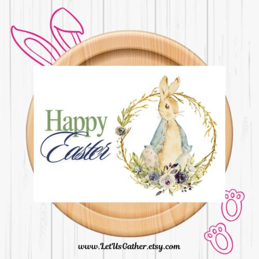 Peter Rabbit Easter Card, Floral Wreath (digital Download) - Etsy