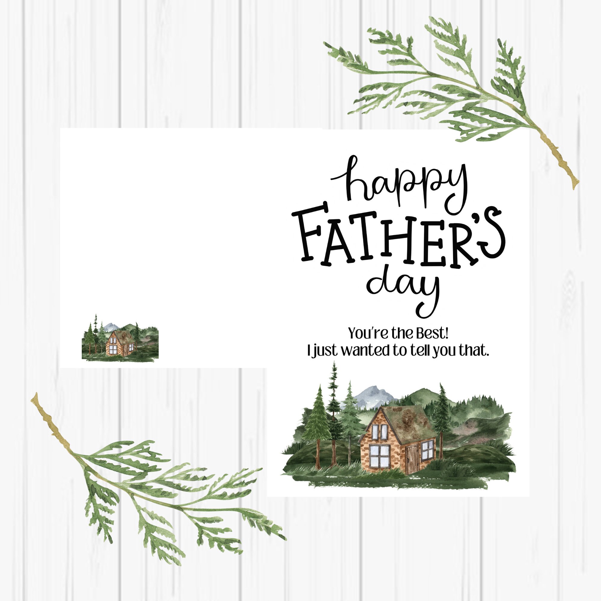 Father's Day Card, Cabin in the Woods, Printable Card, Custom Card for ...