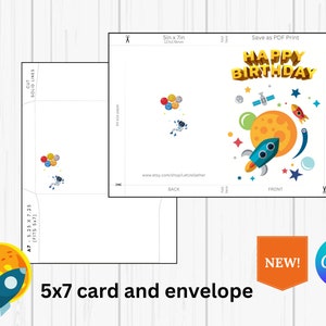 Rocket Ship Birthday Card, Outer Space Birthday Card, Handmade Birthday ...