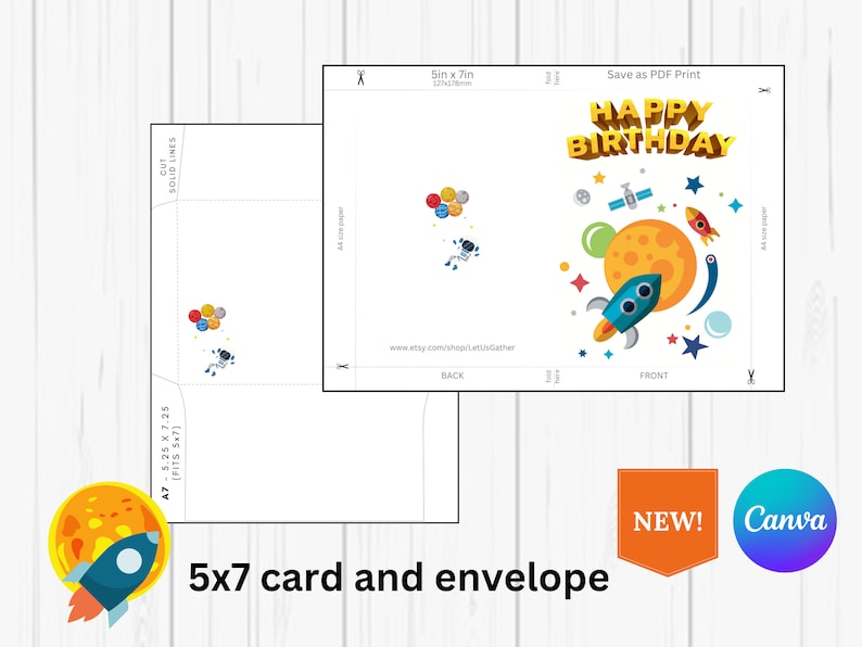 Rocket Ship Birthday Card, Outer Space Birthday Card, Handmade Birthday ...