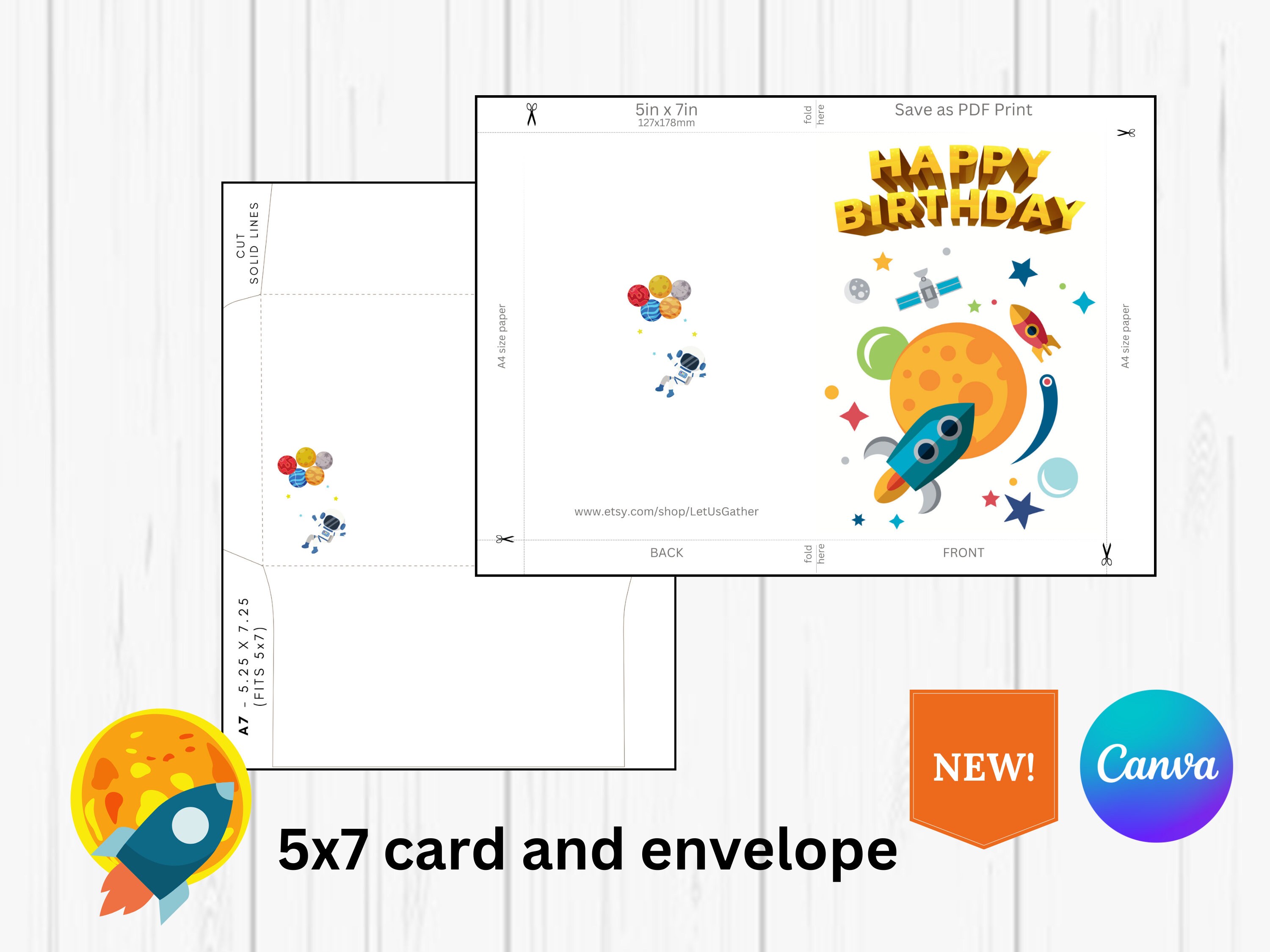 Rocket Ship Birthday Card, Outer Space Birthday Card, Handmade Birthday ...