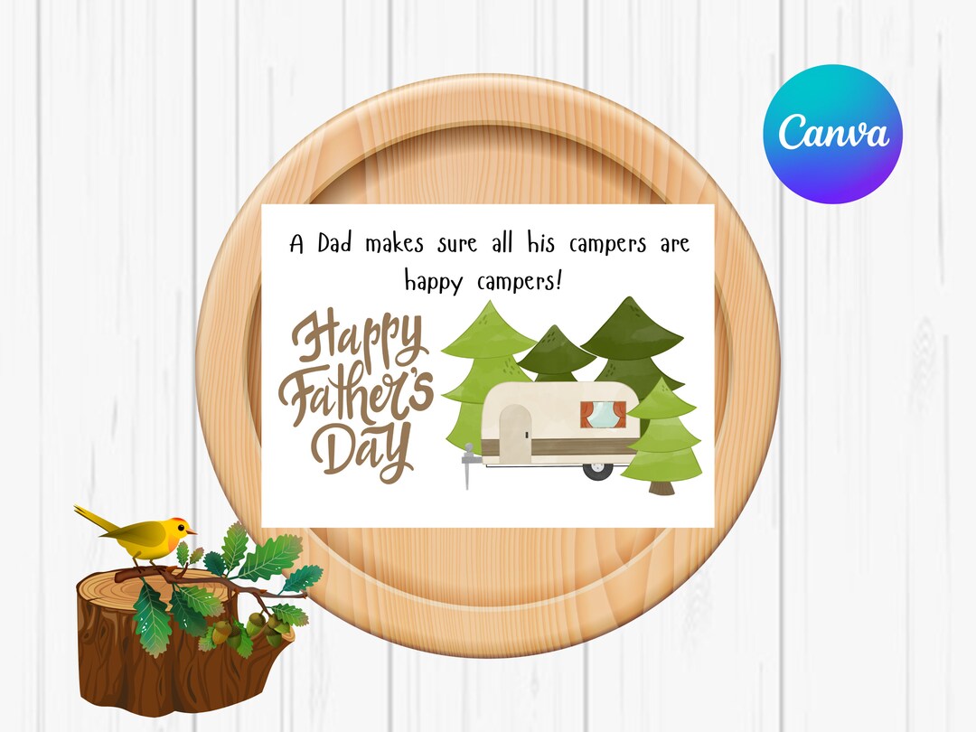 Camping Father's Day Card, Happy Campers, Printable Card (instant ...