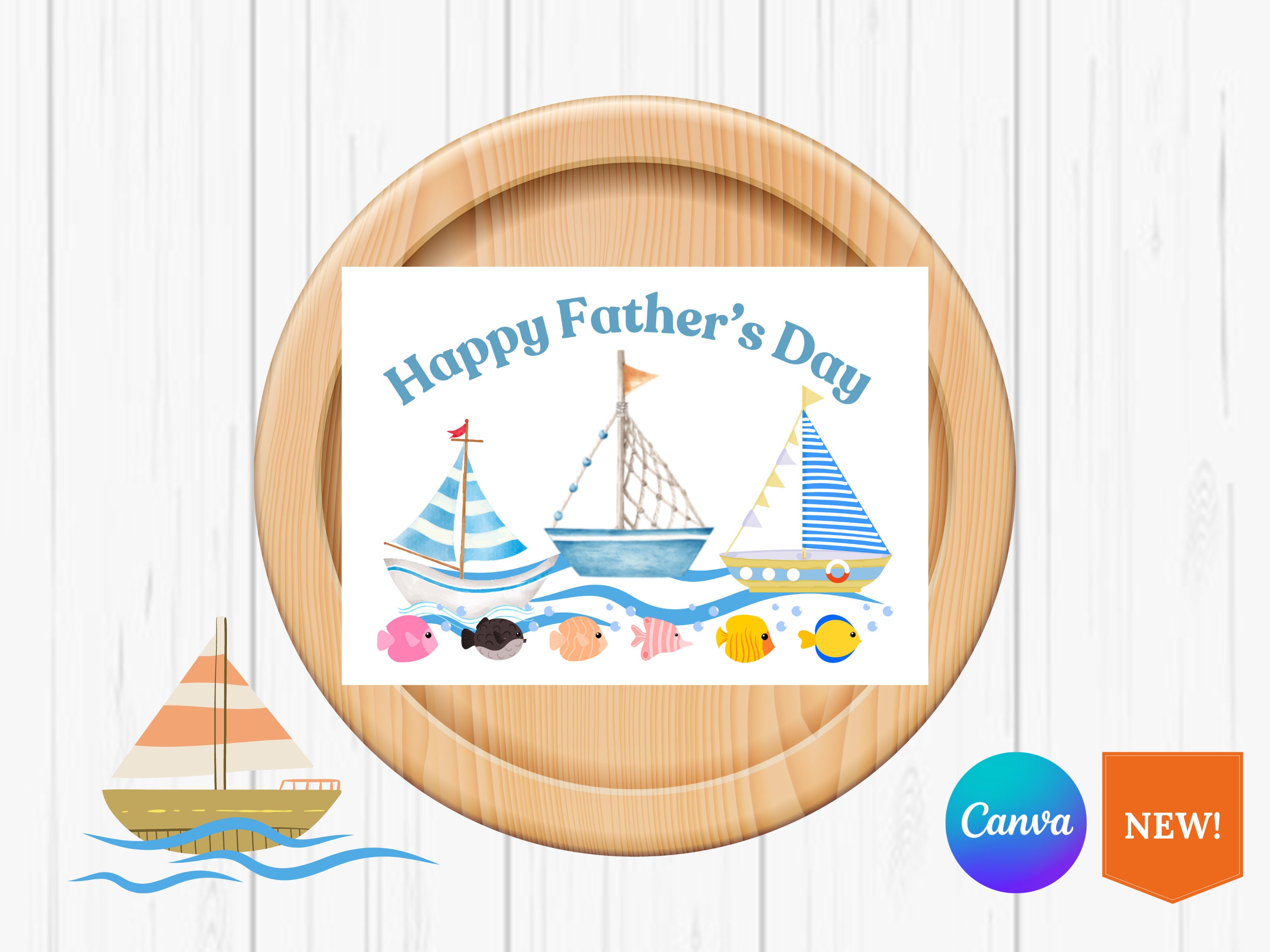 Sailboat Card for Dad, Father's Day Card, Printable Card, Custom Card ...