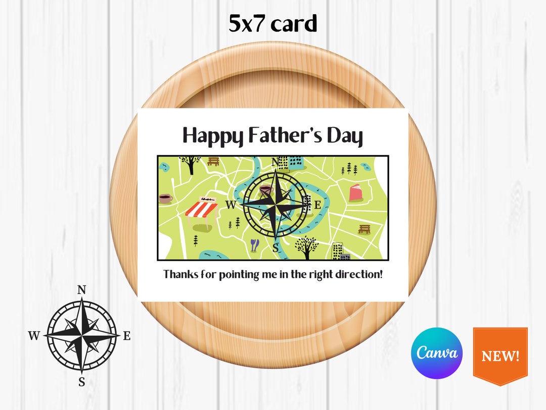 Father's Day Card, Compass and Map Card, Printable Card, Father Card ...