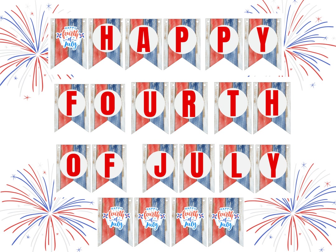 4th of July Banner, Red, White and Blue Flags, Flag Bunting, Decoration ...