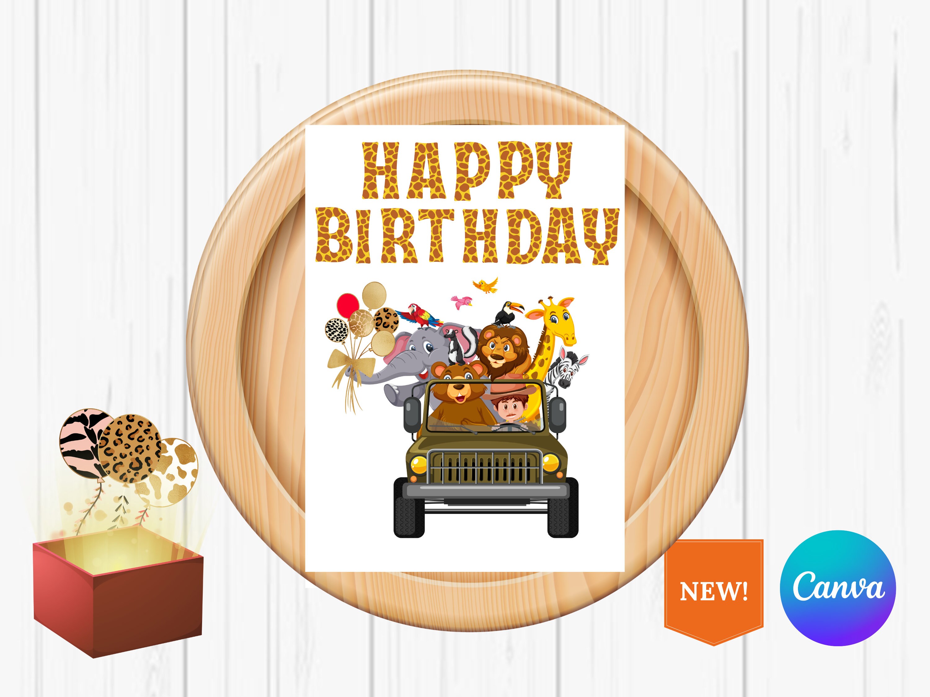 Zoo Animal Birthday Card, Matching Envelope, Animal Themed Card ...