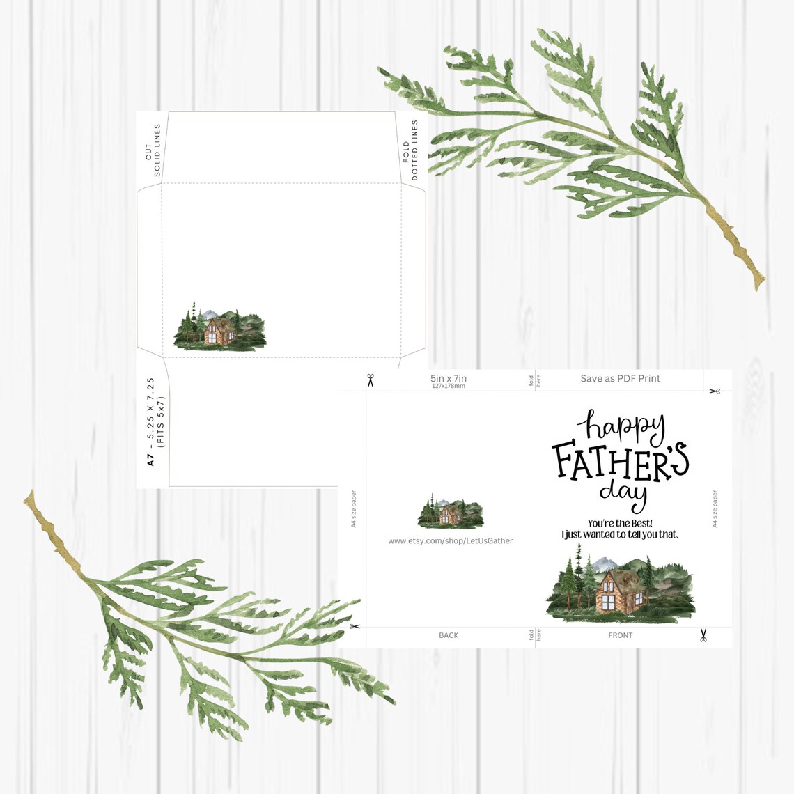 Father's Day Card, Cabin in the Woods, Printable Card, Custom Card for ...