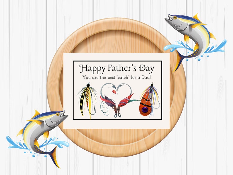 Father's Day Card, Fishing Lure Card, Printable Card, Custom Card for ...