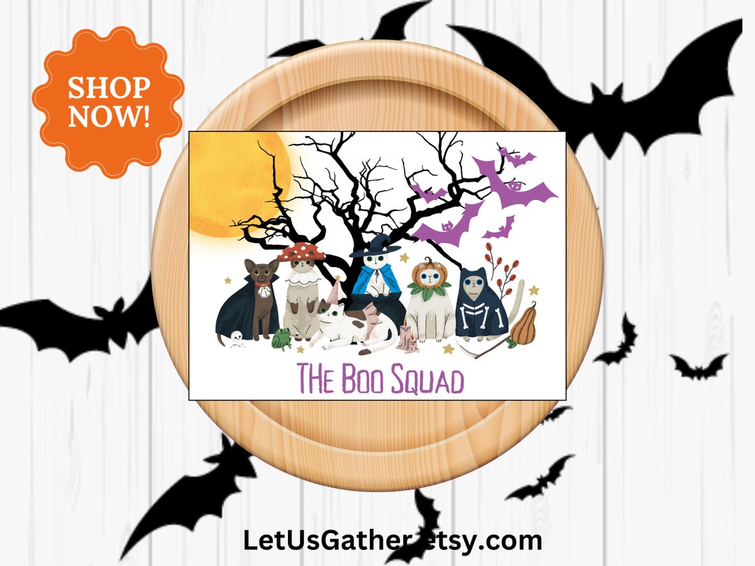 Halloween Cats in Costume Card, Trick or Treat Cats, Cat Card, Bats and ...