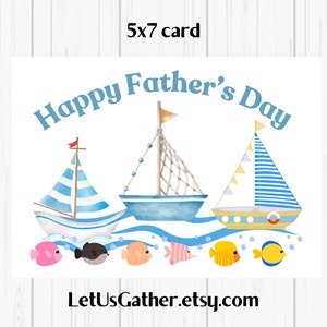 Sailboat Card for Dad, Father's Day Card, Printable Card, Custom Card ...