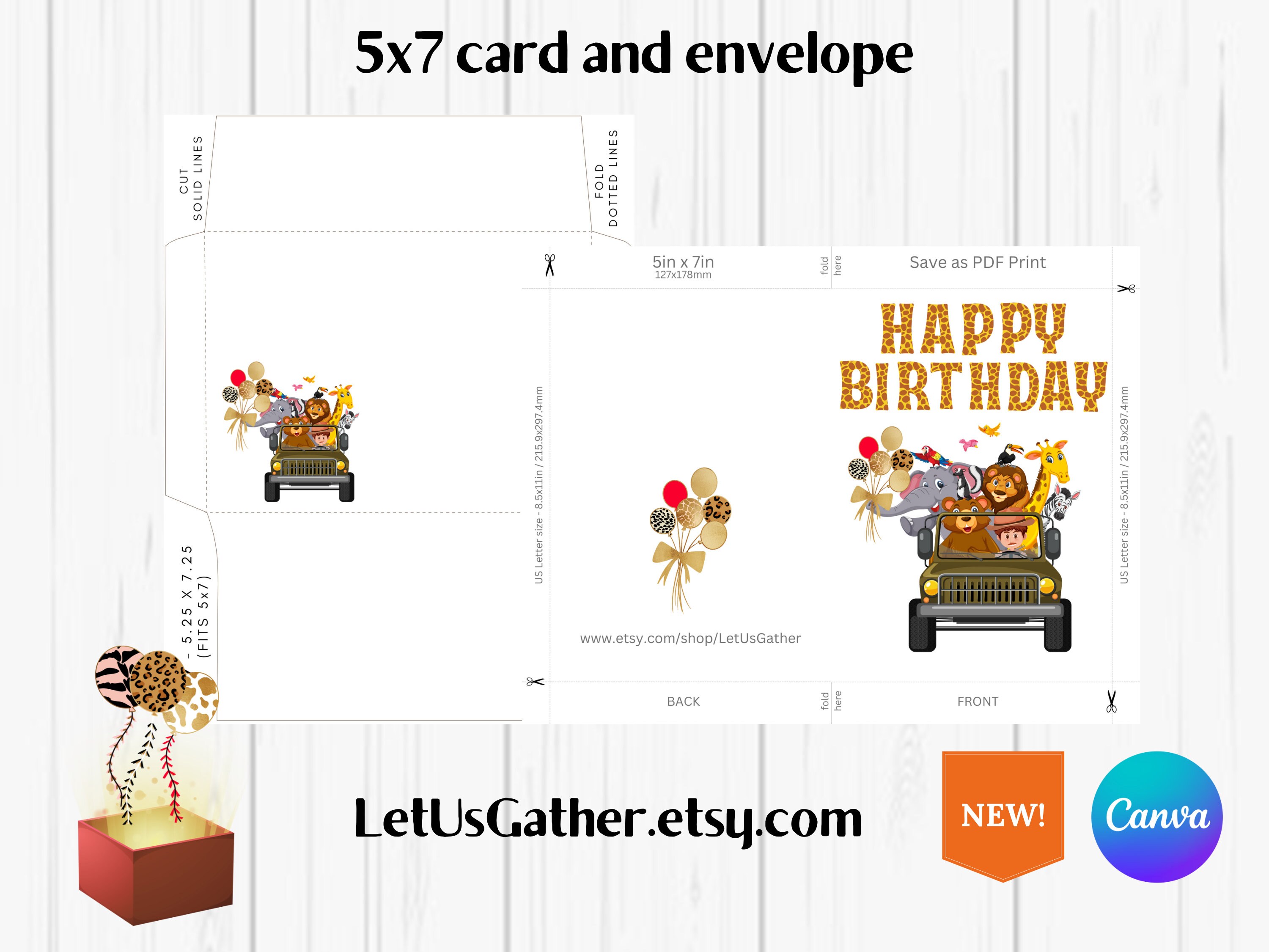 Zoo Animal Birthday Card, Matching Envelope, Animal Themed Card ...