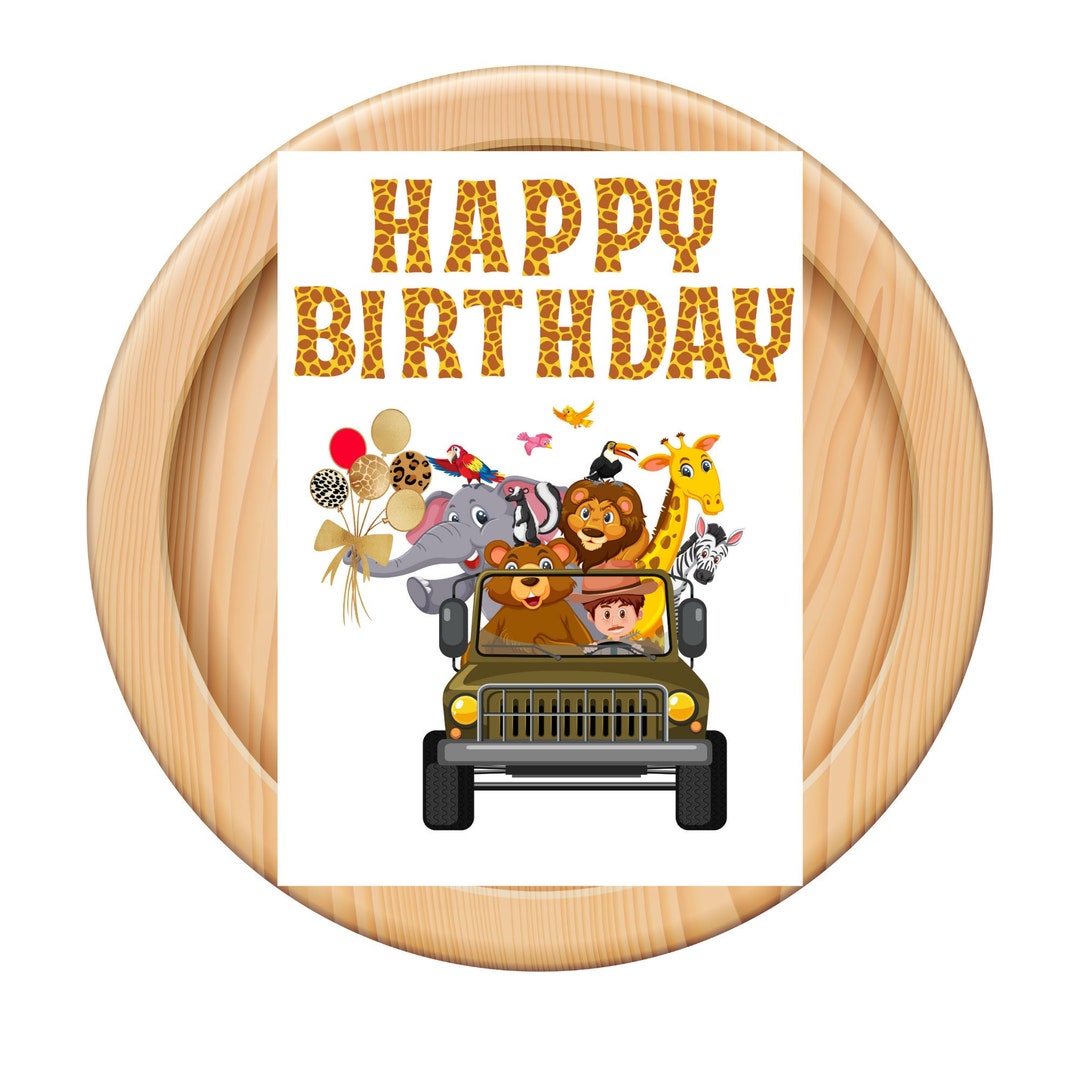 Zoo Animal Birthday Card, Matching Envelope, Animal Themed Card ...