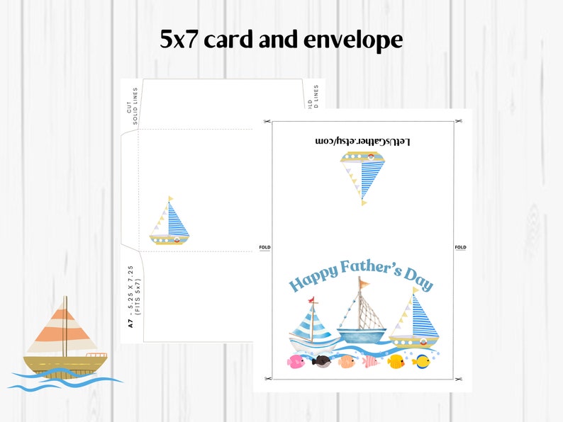 Sailboat Card for Dad, Father's Day Card, Printable Card, Custom Card ...