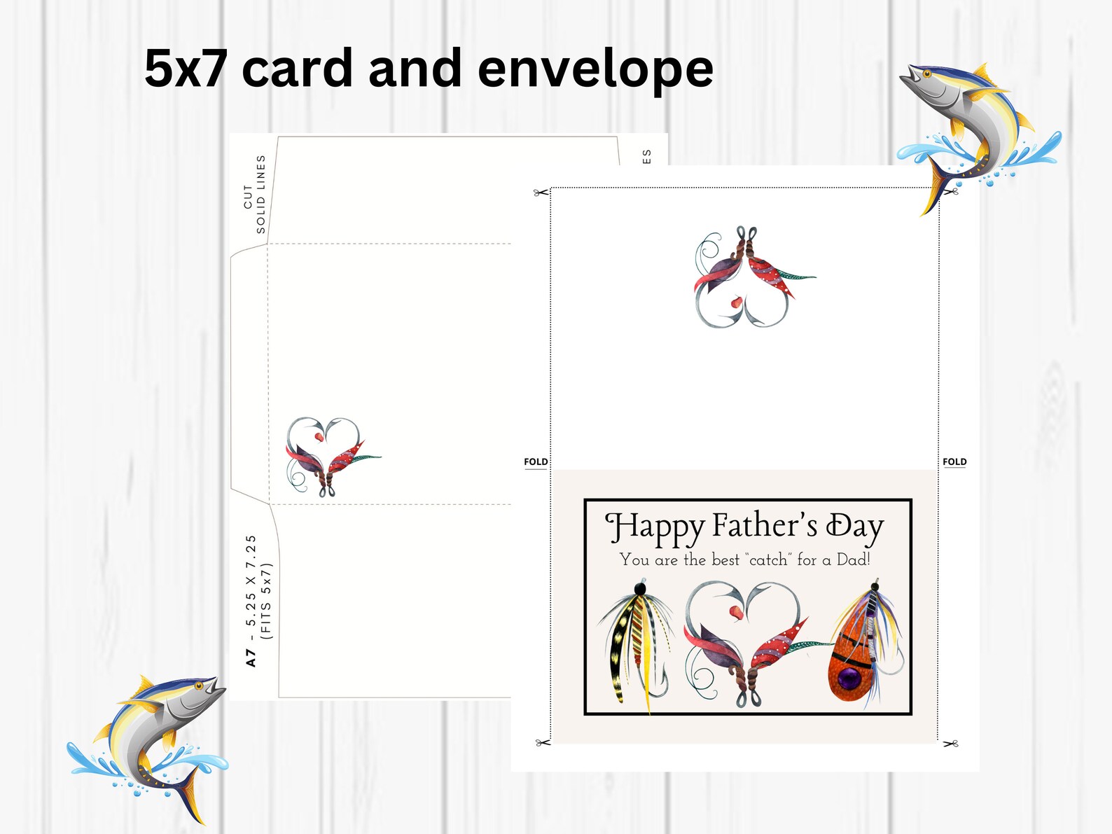 Father's Day Card, Fishing Lure Card, Printable Card, Custom Card for ...