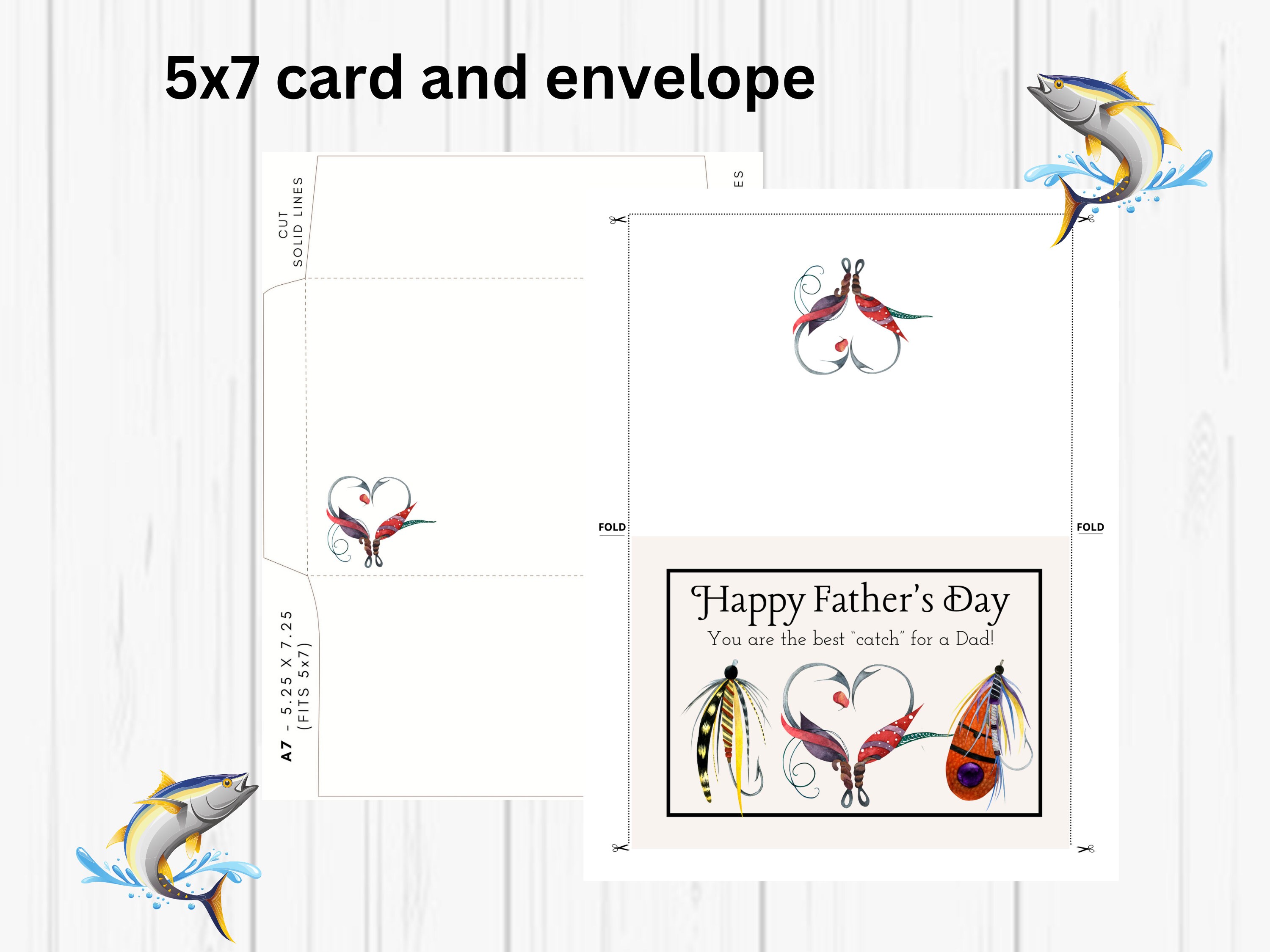 Father's Day Card, Fishing Lure Card, Printable Card, Custom Card for ...